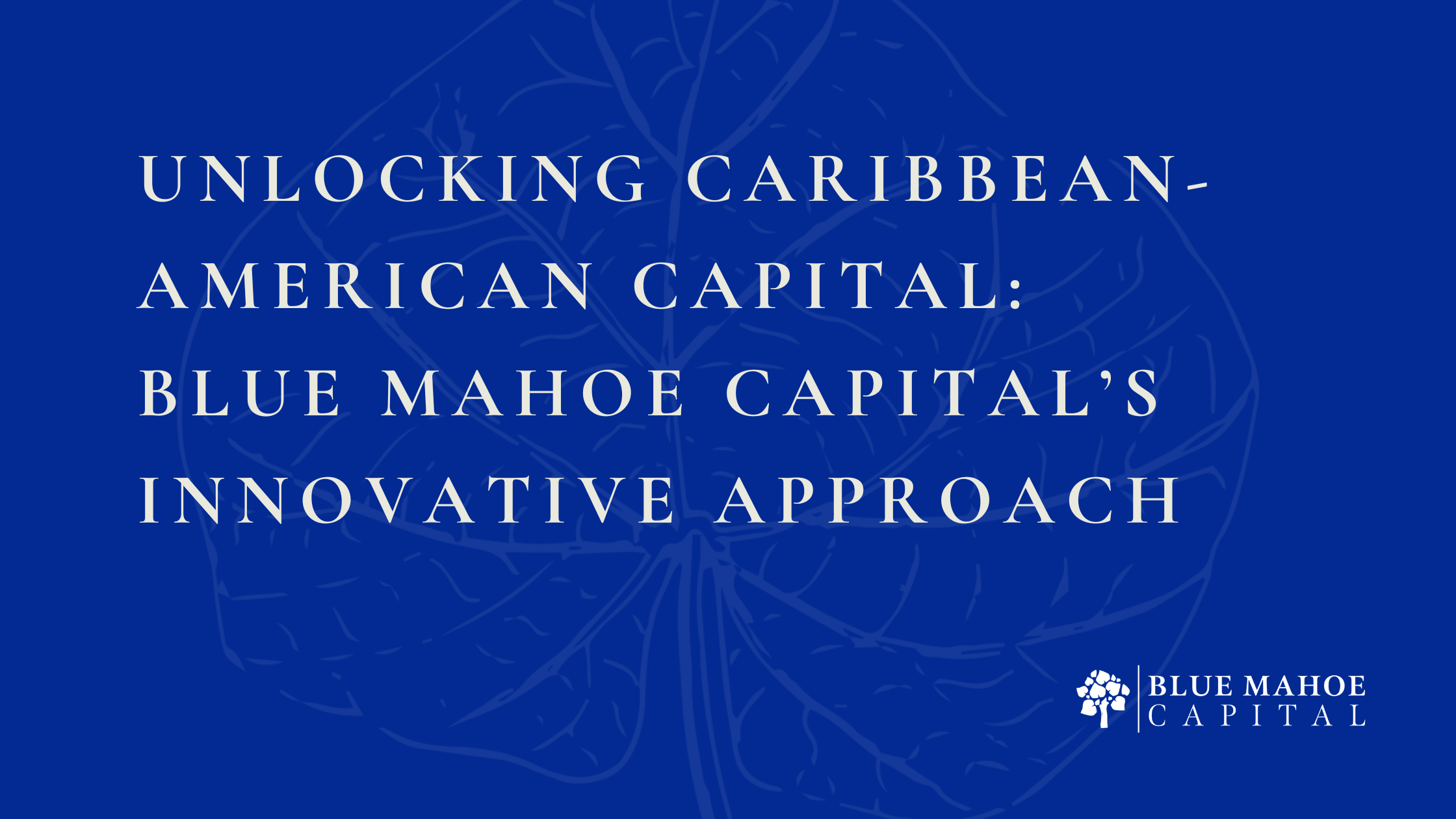 Unlocking Caribbean-American Capital: Blue Mahoe Capital's Innovative ...